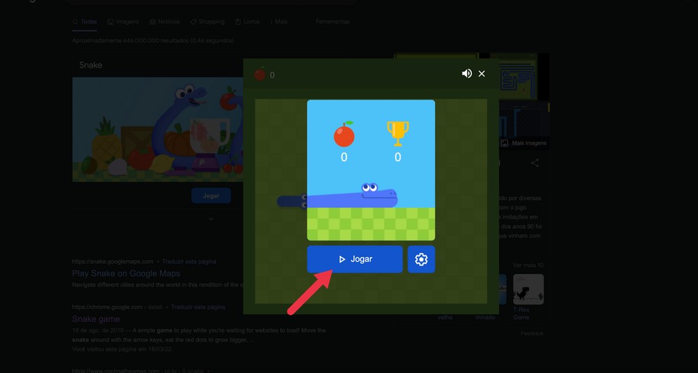 Como jogar Snake Game no PC ou celular