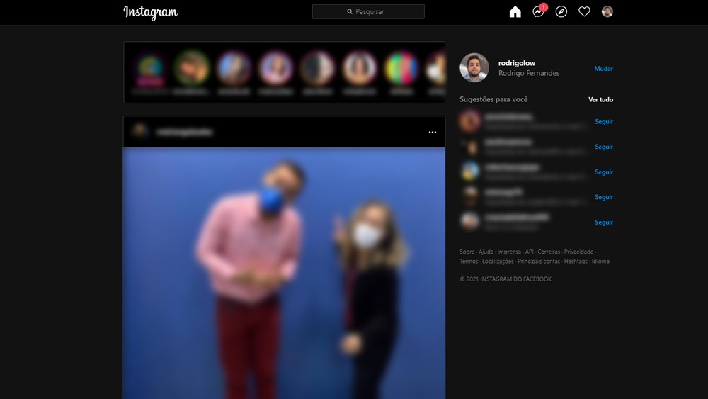 Como colocar o modo escuro no Instagram para PC