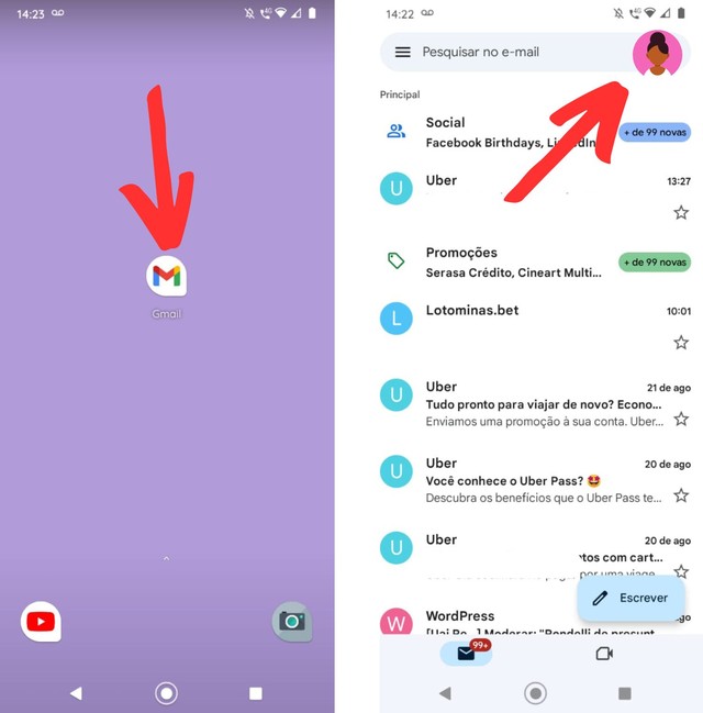 Pode sair do Gmail no celular Android?