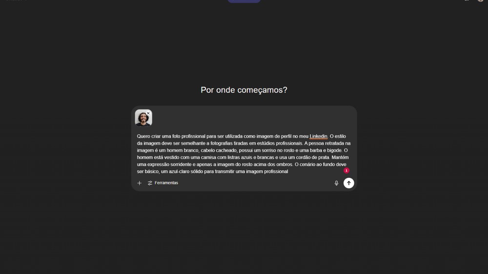 Prompt para foto profissional com o ChatGPT; veja o passo a passo