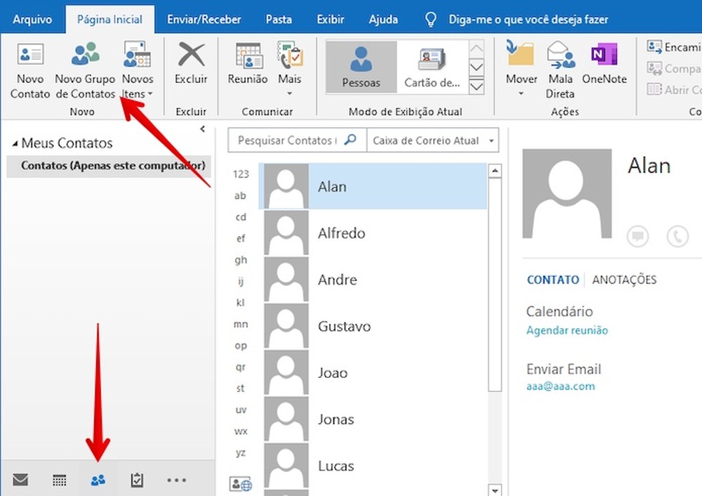 Como criar um grupo de e-mail no Outlook