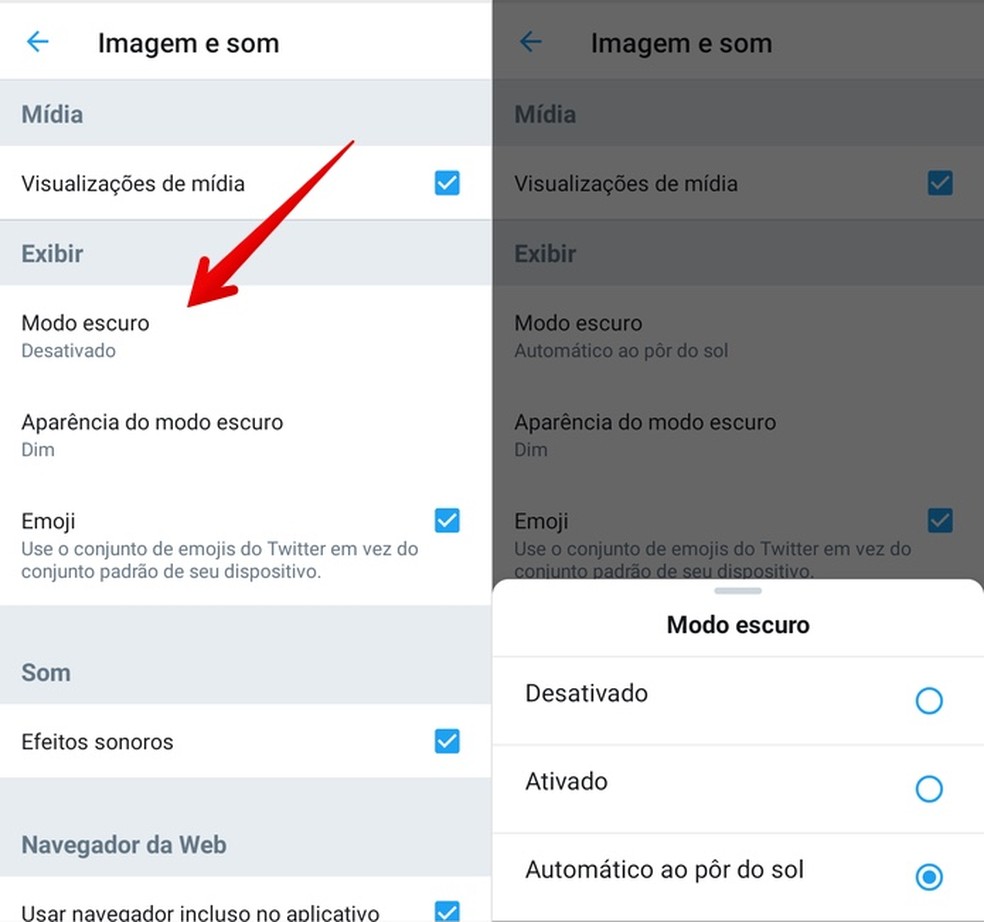 Como deixar o Twitter preto no Android ao ativar o modo escuro