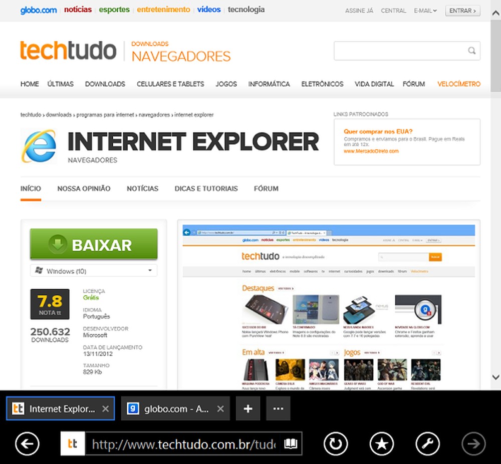 Como deixar visível a barra de abas e de endereço no Internet Explorer 11
