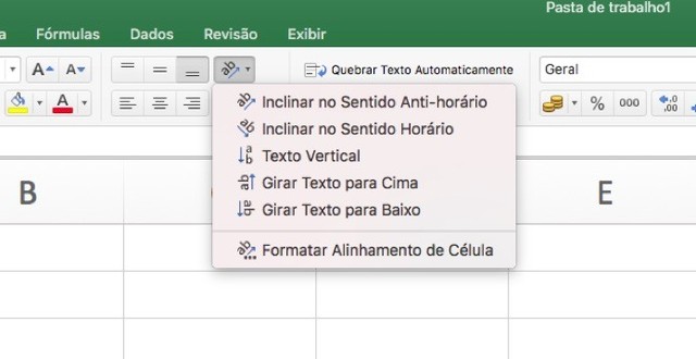 Como rotacionar um texto no Excel