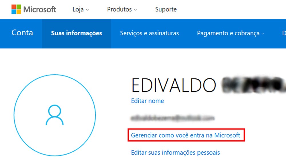 Como mudar email principal de uma conta Microsoft