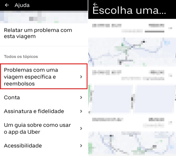 Como pedir reembolso no Uber