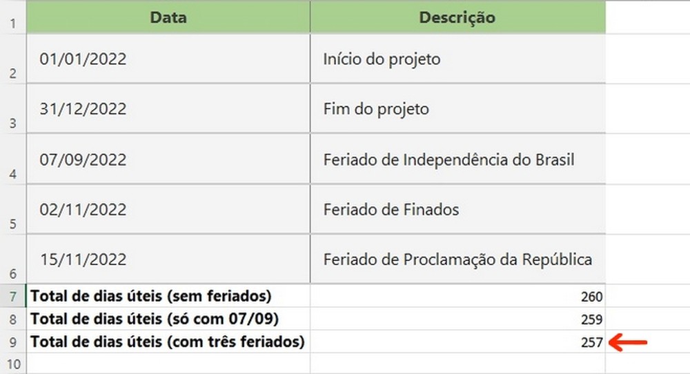 Como calcular dias úteis no Excel