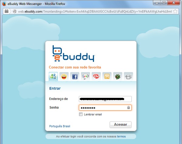 Como entrar no MSN pelo site eBuddy; use novamente o Messenger