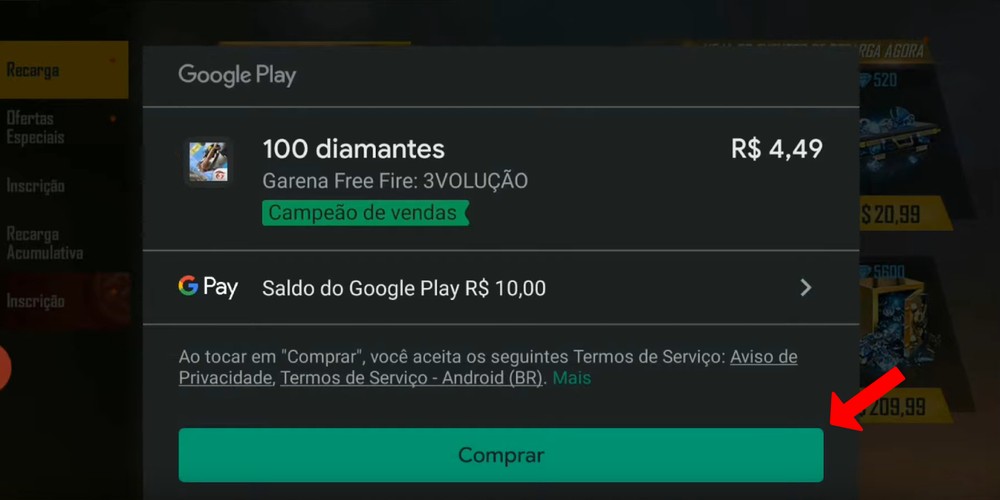 Como colocar gift card no Free Fire