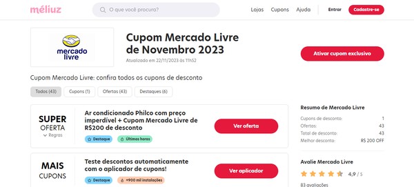 Cupom do Mercado Livre para a Black Friday 2023: como resgatar e usar