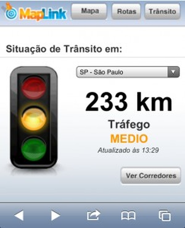 MapLink cria site mobile com informações em tempo real do trânsito de ...