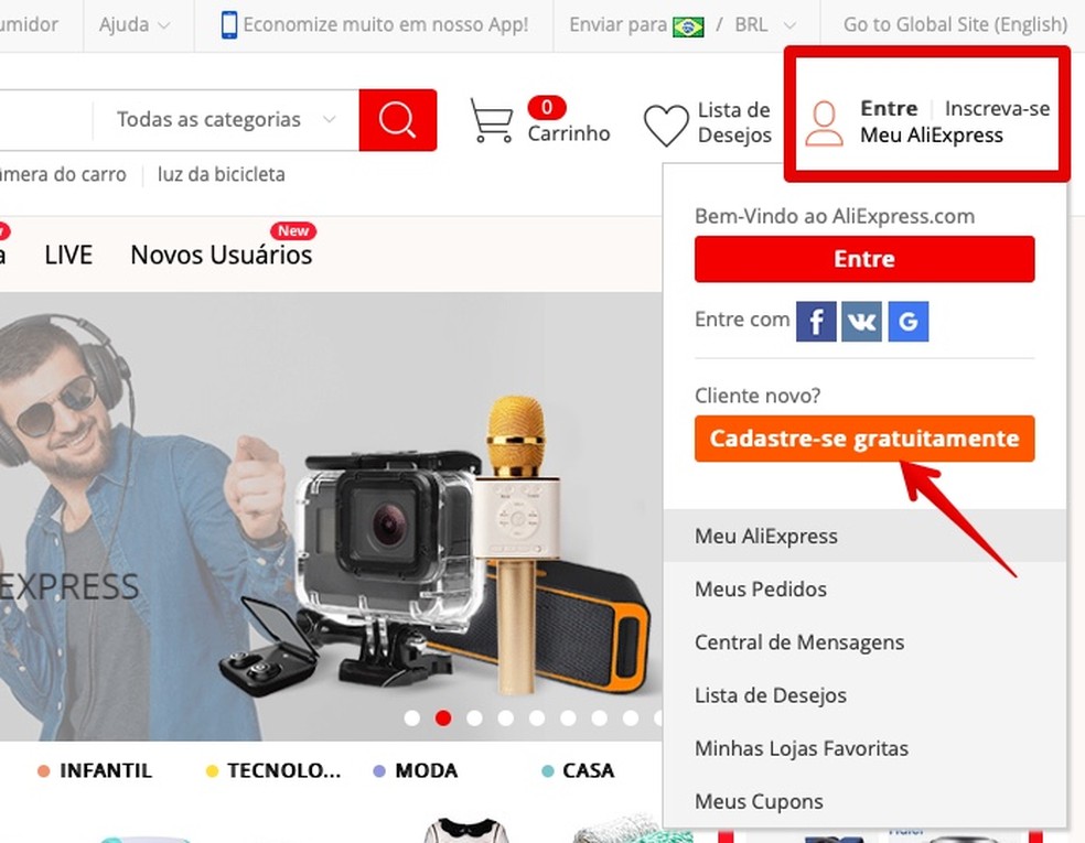 Como usar o AliExpress pelo computador