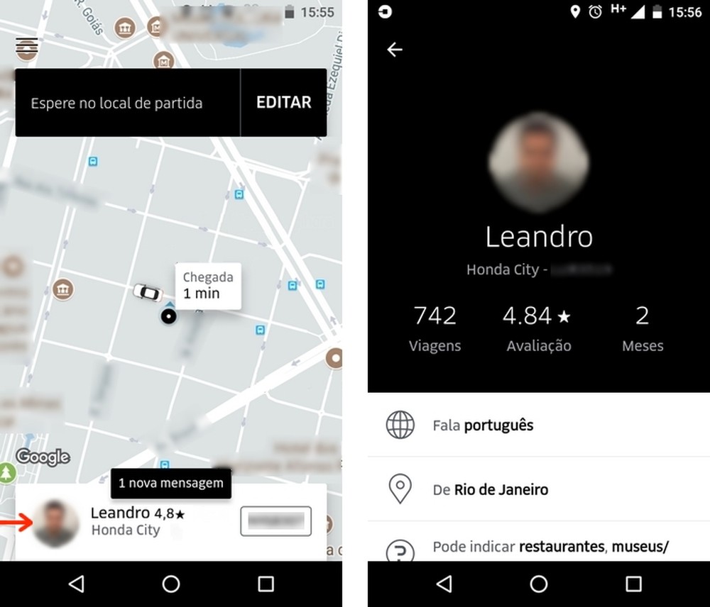 Como checar o perfil completo do motorista da Uber