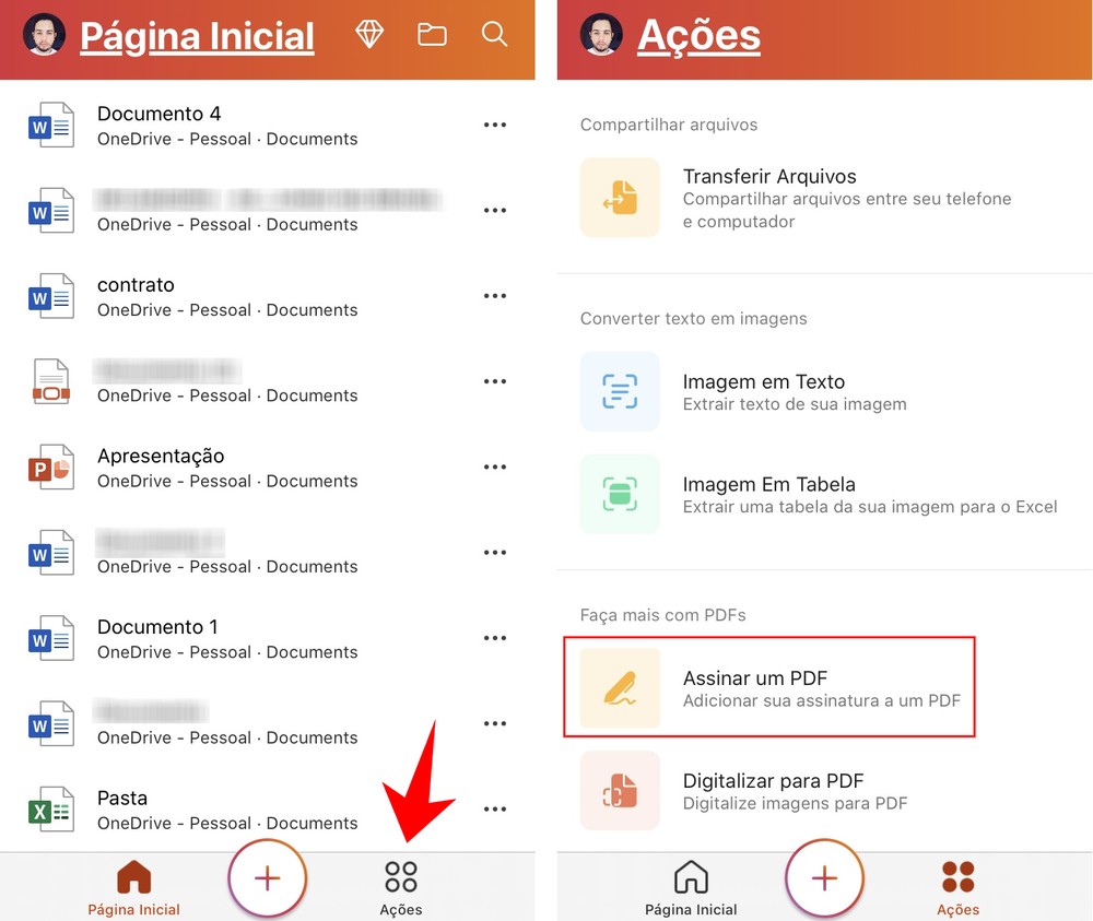 Como assinar documentos pelo celular com o Office Mobile