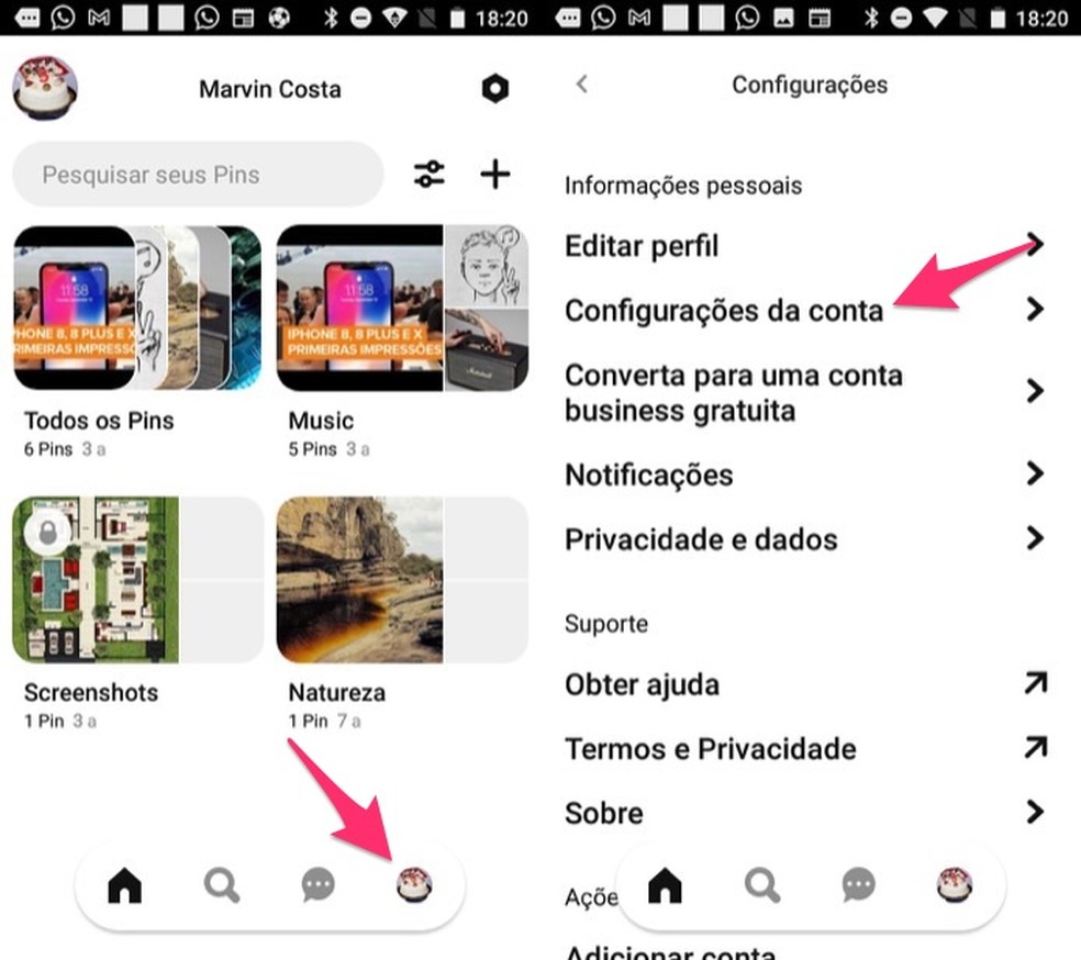 Como deixar o Pinterest preto
