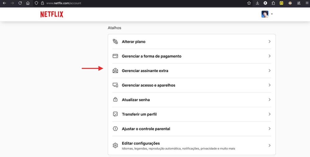 Como cancelar assinante extra da Netflix