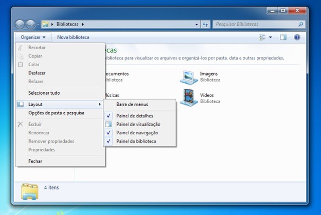 Como trocar o layout do Windows Explorer no Windows 7