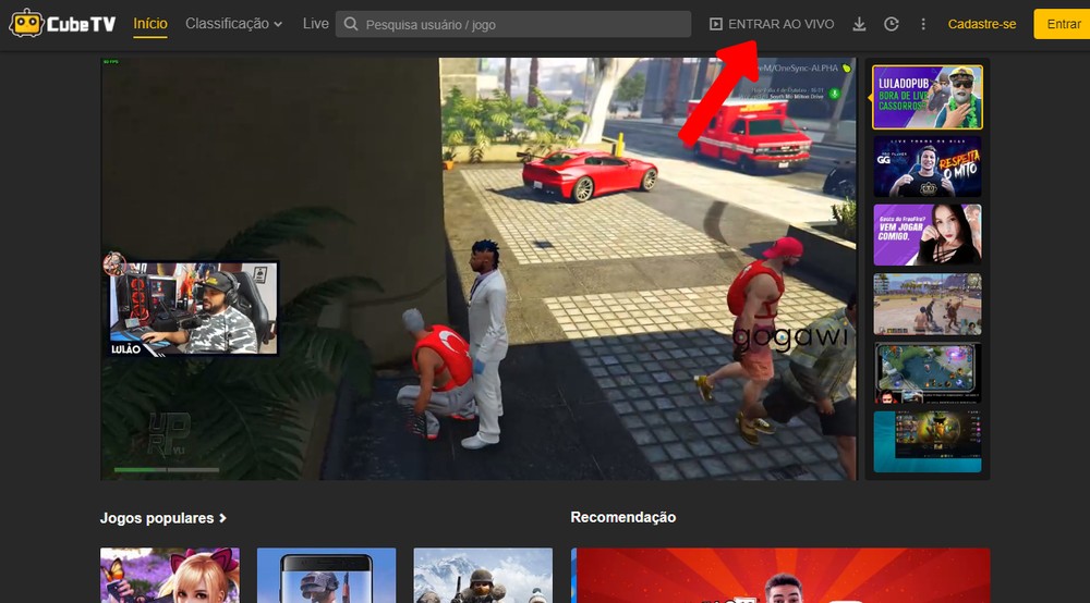 Como fazer live na Cube TV pelo pc