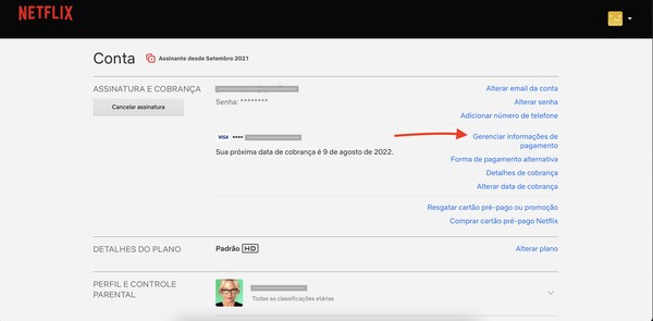 Como mudar a forma de pagamento da Netflix pelo computador