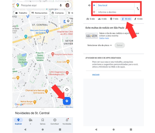 Como salvar uma rota no Google Maps