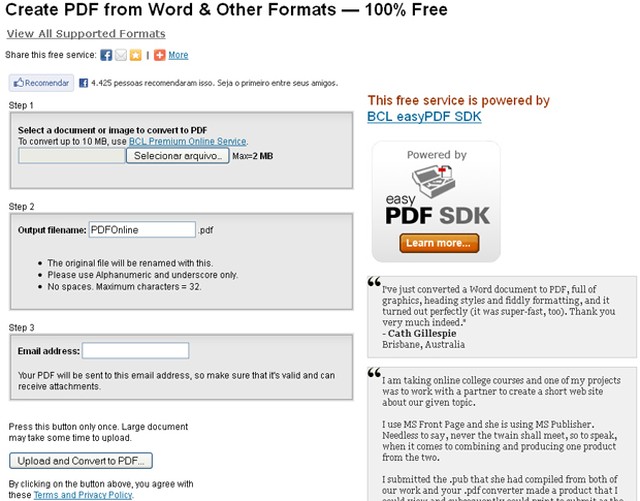 Como converter arquivos do Office para PDF online