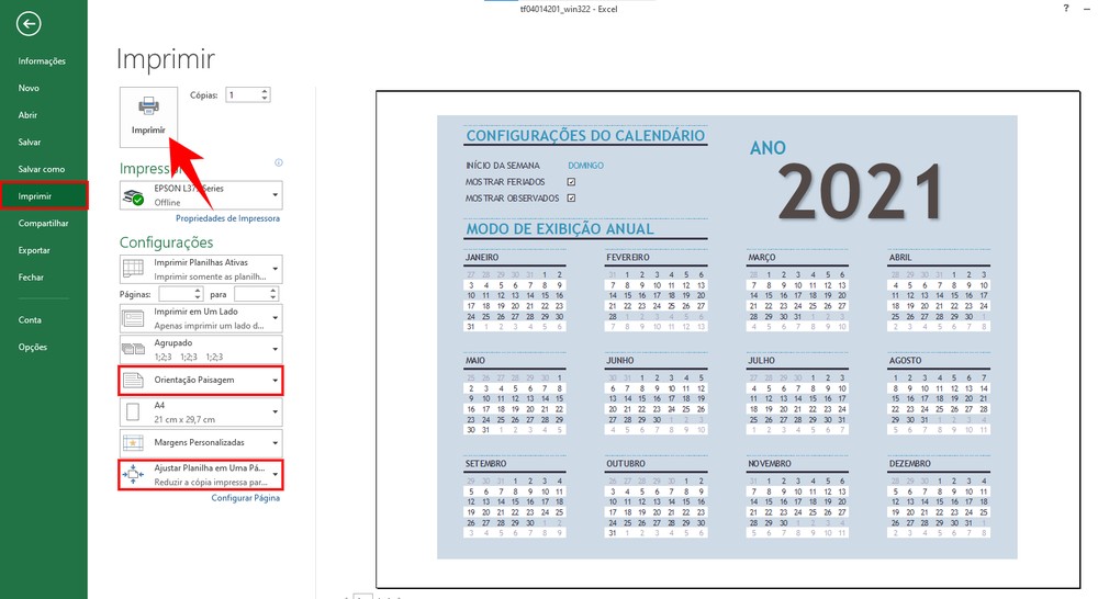 Calendário 2021 com feriados: como fazer no Excel para imprimir