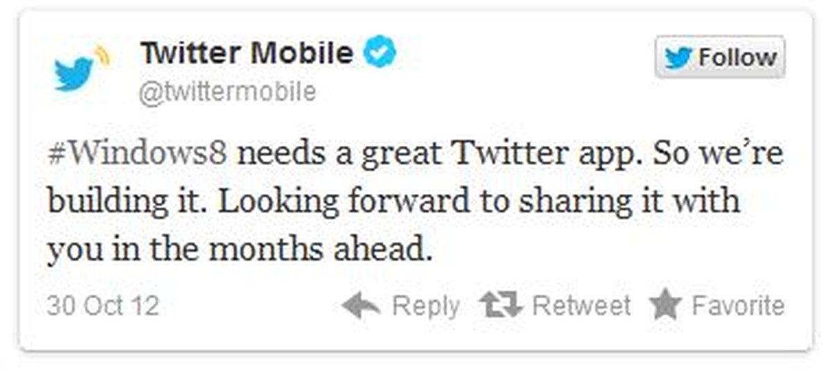 Twitter está construindo seu próprio aplicativo para Windows 8