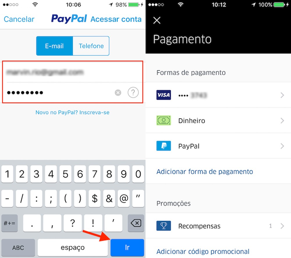 Como adicionar o PayPal para pagar corridas no Uber