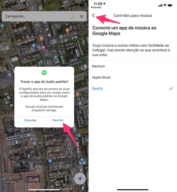 Como conectar o Spotify ao Google Maps para ver rota no GPS com música