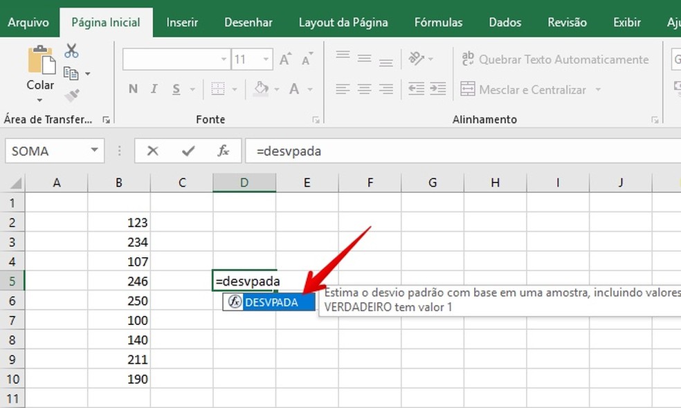 Como calcular desvio padrão no Excel