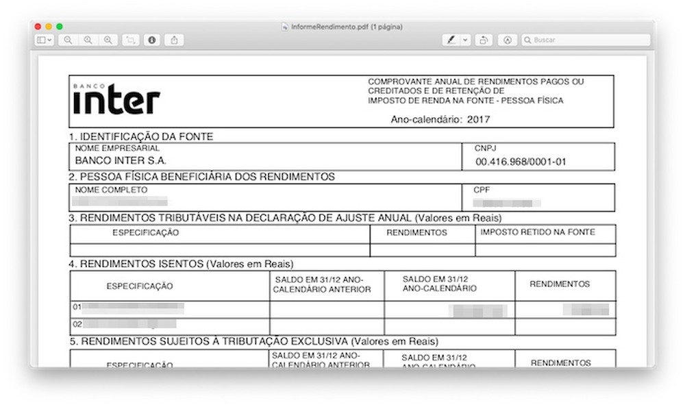 Como consultar o informe de rendimentos do Banco Inter