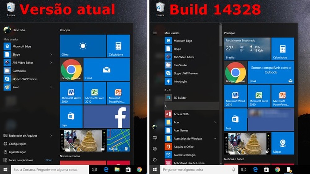 Build 14328 do Windows 10 ganha novo menu Iniciar e mais novidades
