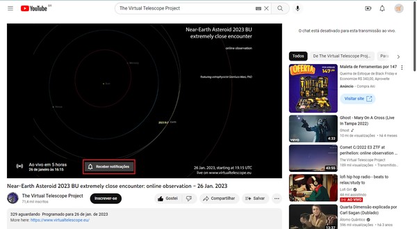 Asteroide 2023 BU: como ver passagem da rocha espacial ao vivo e online