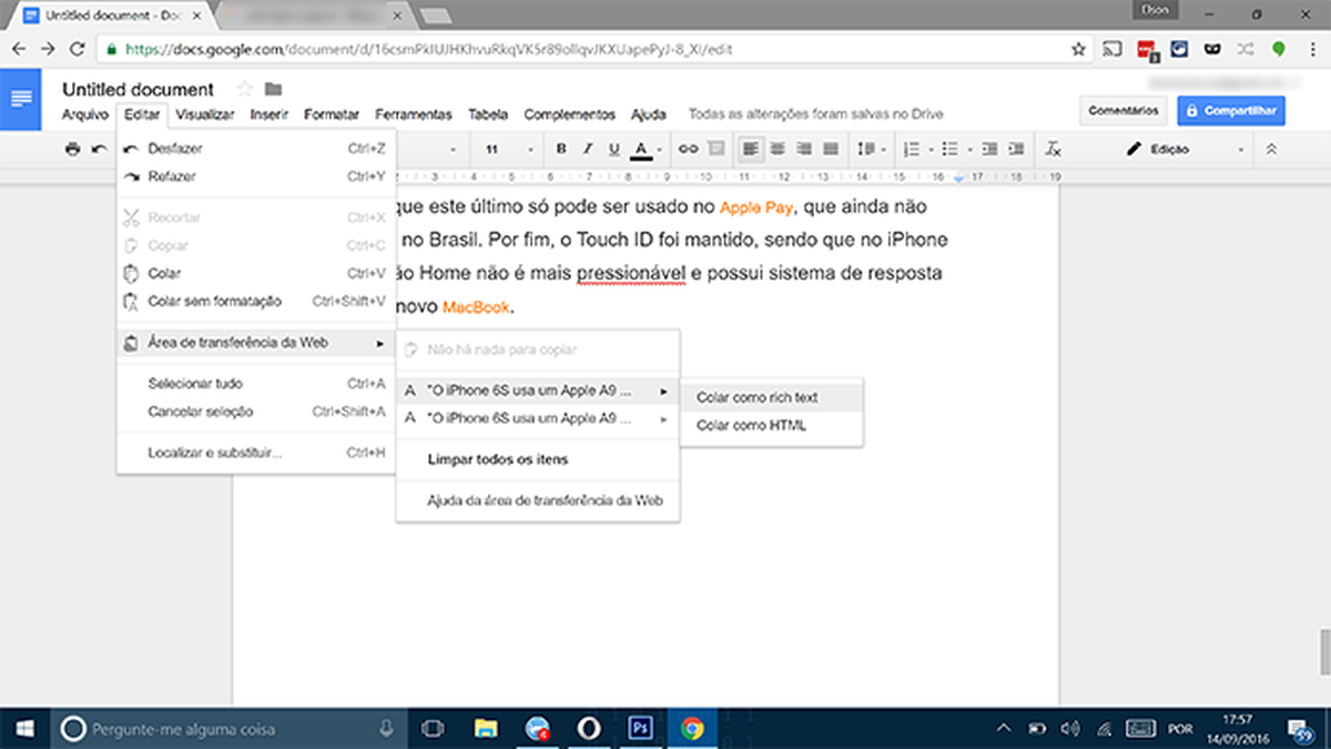 O que é Web Clipboard do Google Docs e como usar