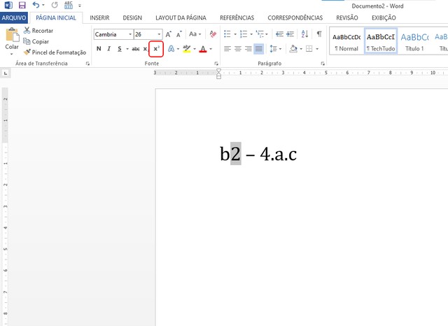 Como colocar número elevado (potência) no Word