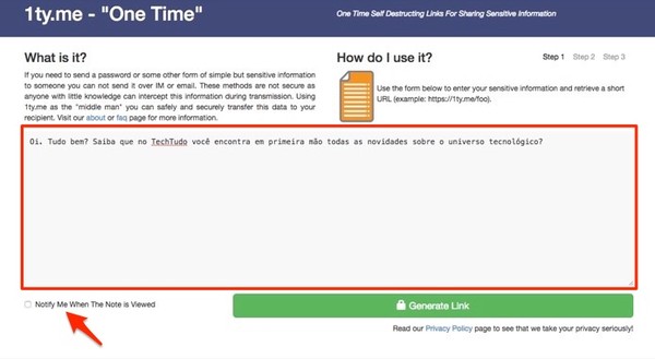 Site 1Ty envia mensagens 'secretas' que se autodestroem; veja como usar