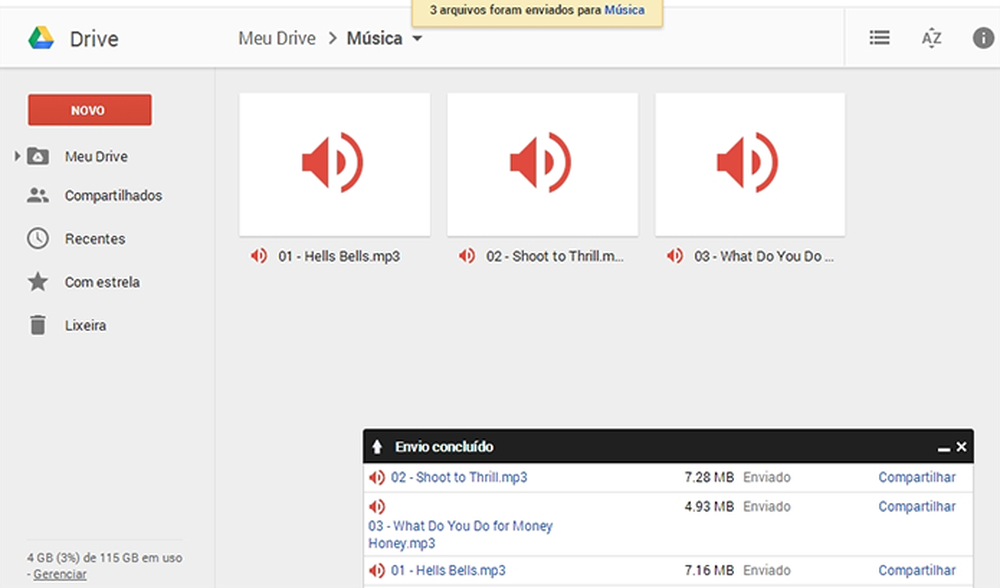 Como ouvir música no Google Drive