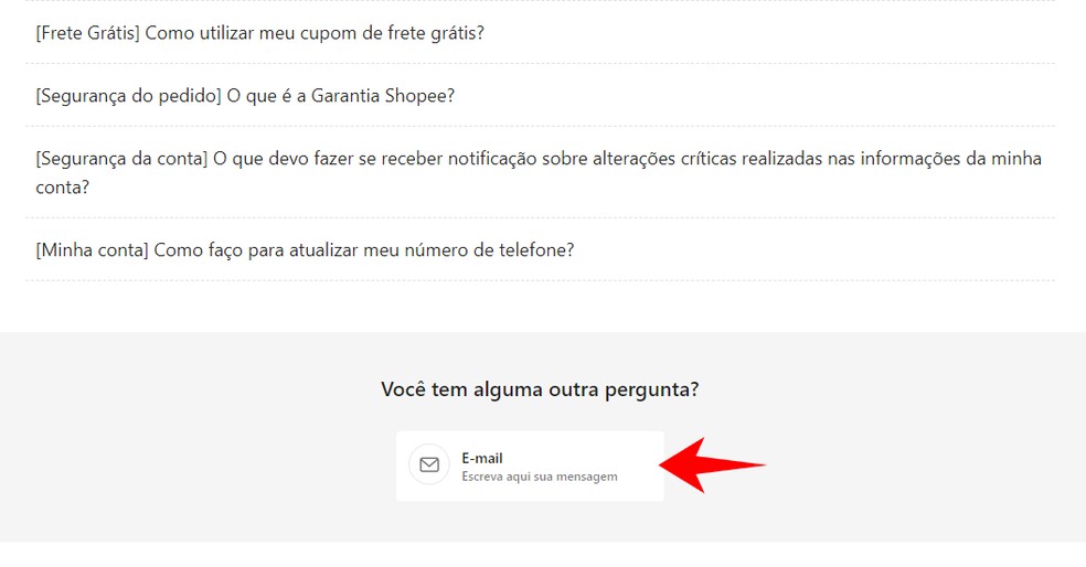 Como entrar em contato com a Shopee pelo computador
