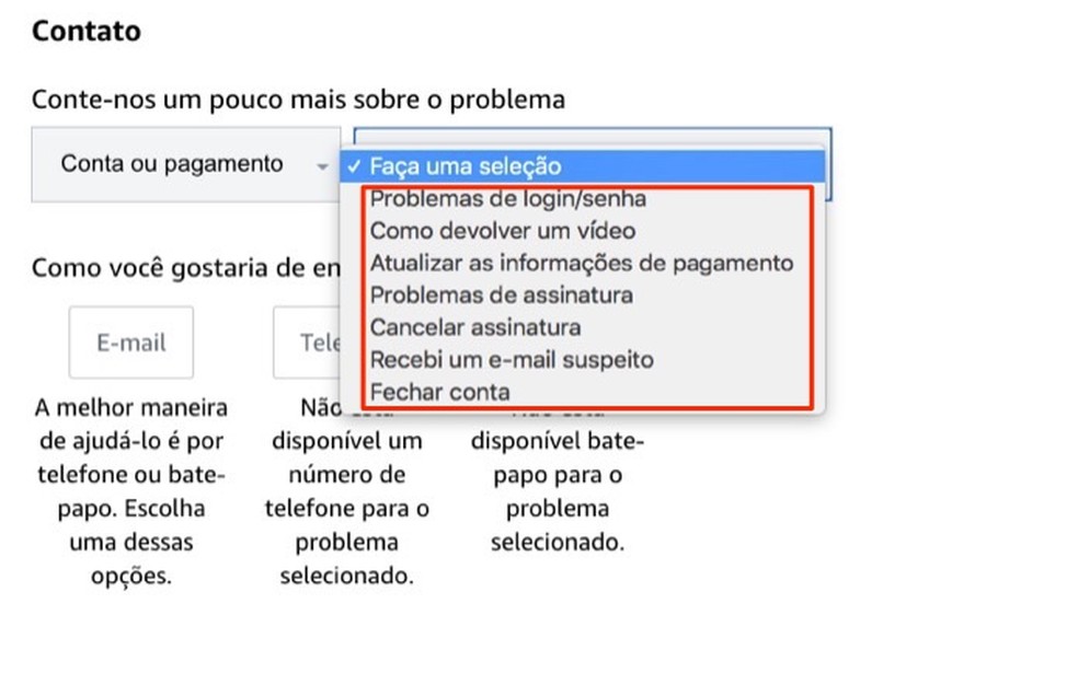 Como entrar em contato com o Amazon Prime Video