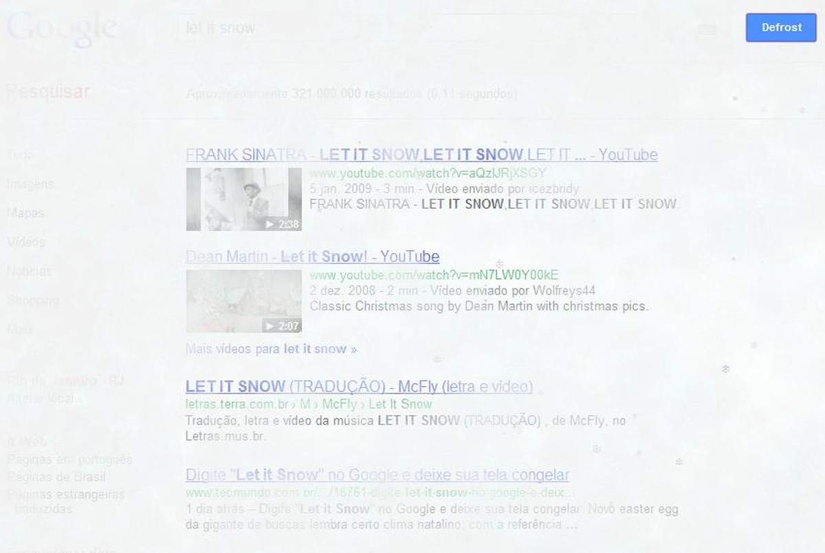 Let It Snow: efeito de neve no Google faz sucesso no Twitter