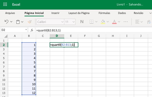 Como calcular quartil no Excel