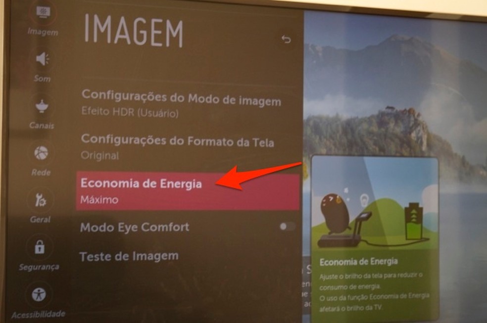 Como ativar ou desativar o modo economia de energia na smart TV LG