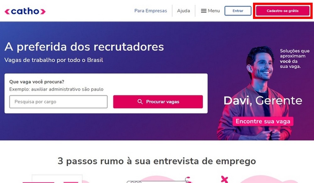 Catho gratuita para candidatos: veja como fazer cadastro no site