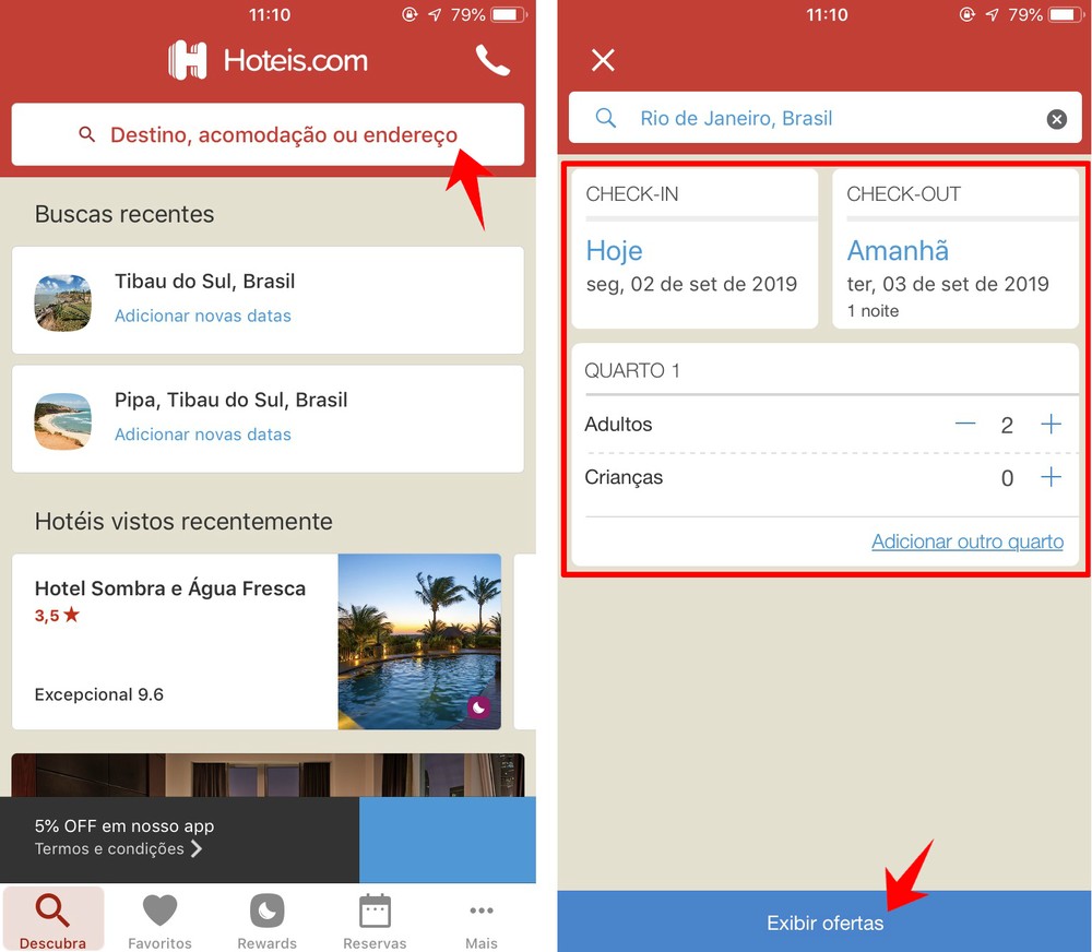 Como encontrar hotéis baratos pelo aplicativo Hoteis.com