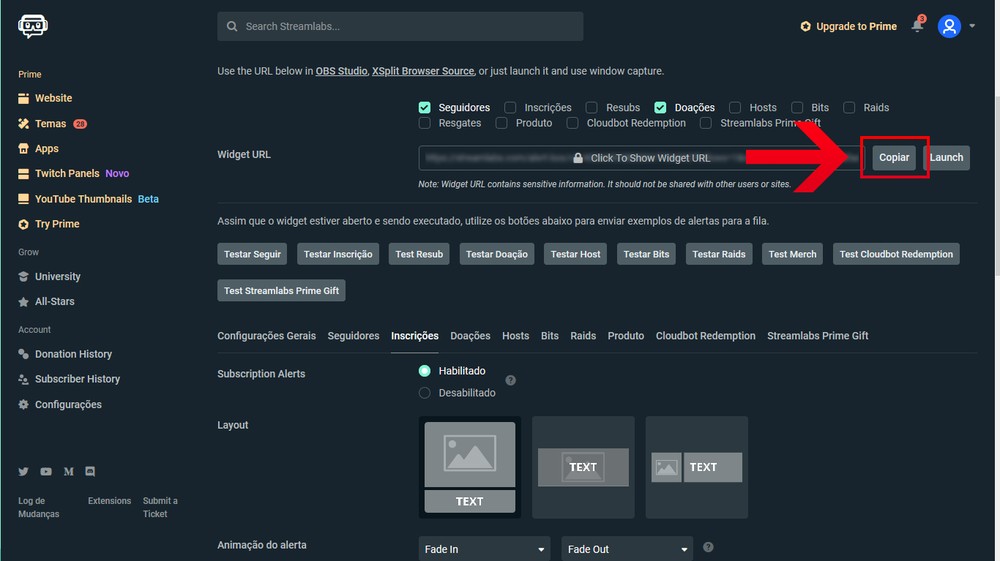 Como colocar alert box no OBS Studio e ativar notificações nas lives