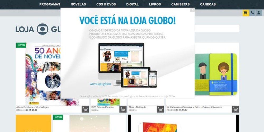 Globo lança plataforma de venda de produtos com domínio personalizado