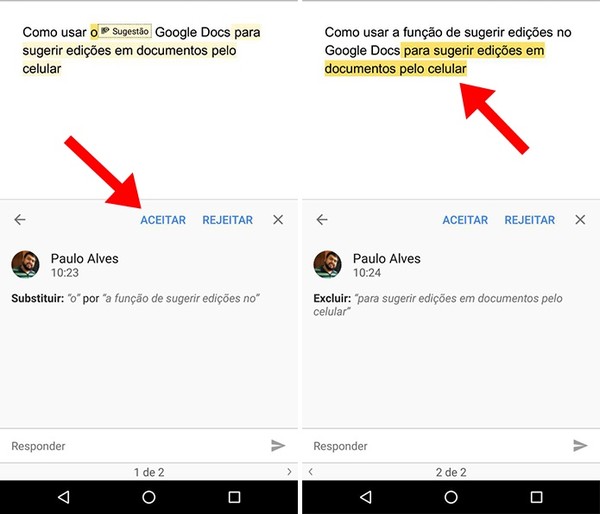 Como usar a função de sugerir edições no Google Docs pelo celular