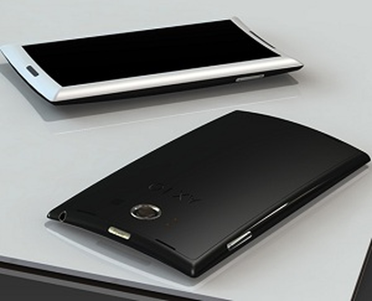 Conceito de celular curvado para caber melhor no seu bolso