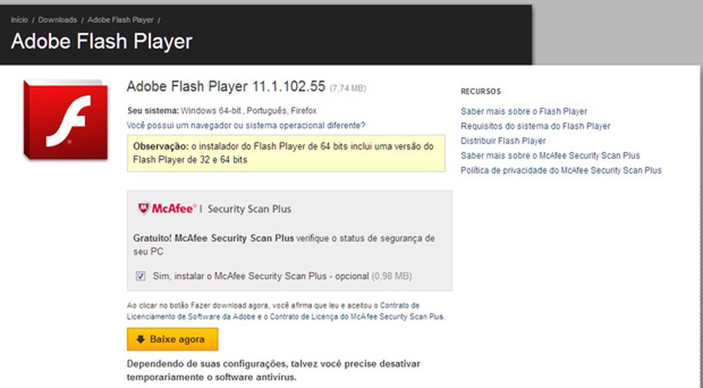 Como atualizar o Adobe Flash Player