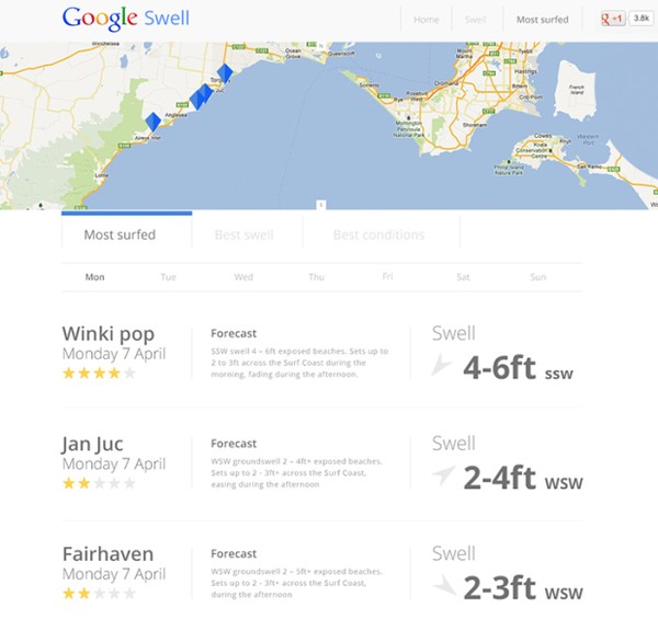 Designer cria conceito de serviço do Google para surfistas